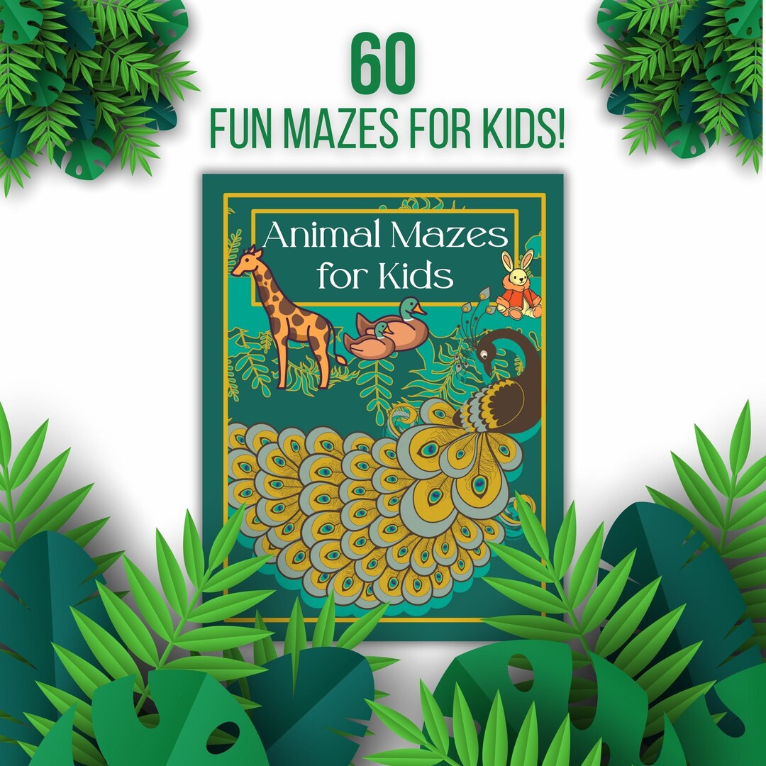 Kids Puzzle Book Activities Printable Fun Animal Themed Mazes for ...