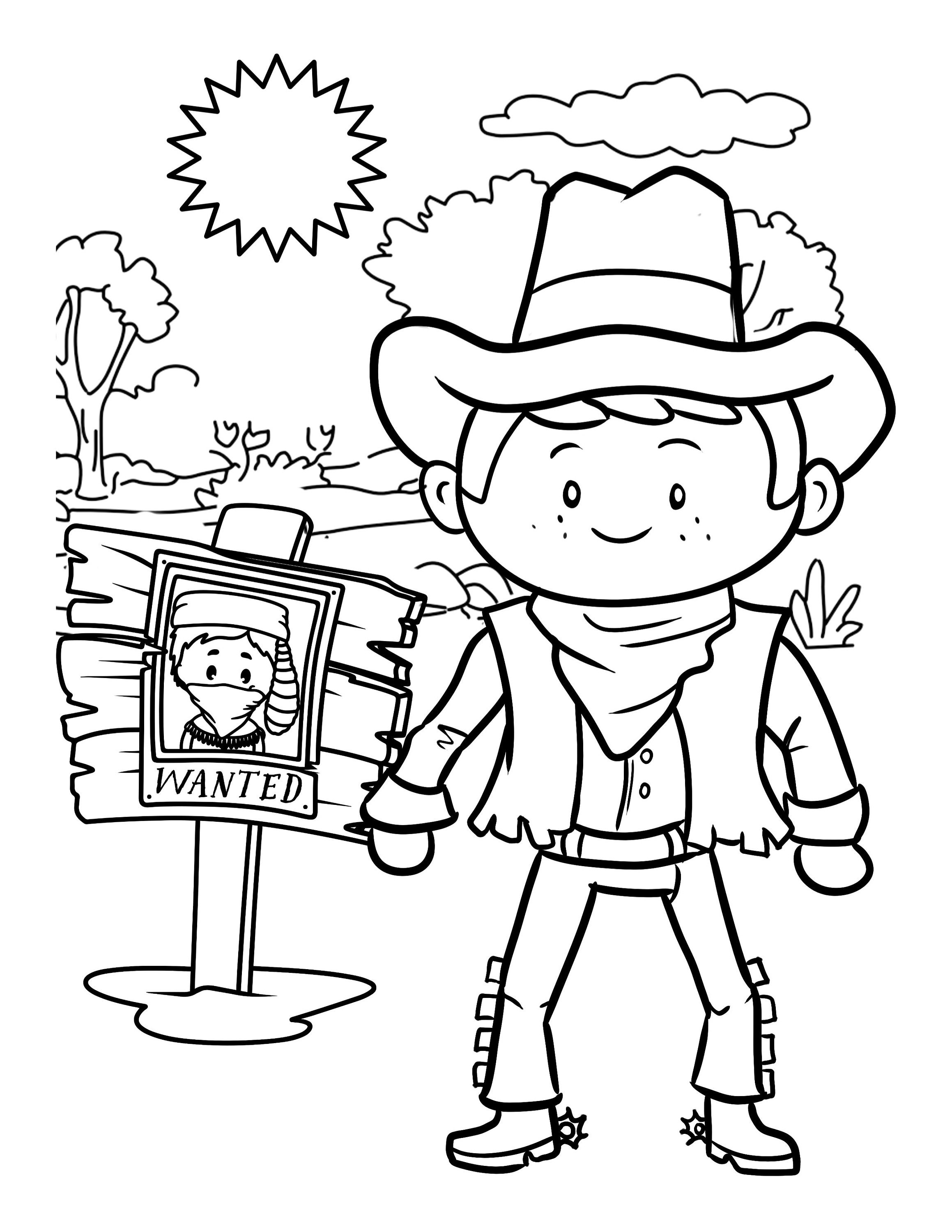 Preschool Coloring Fun Activity Wild West Cowboy Coloring Book for ...