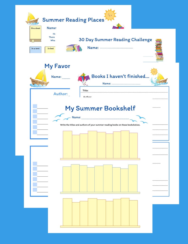 Summer Reading Journal Kids Reading Tracker Childrens - Etsy