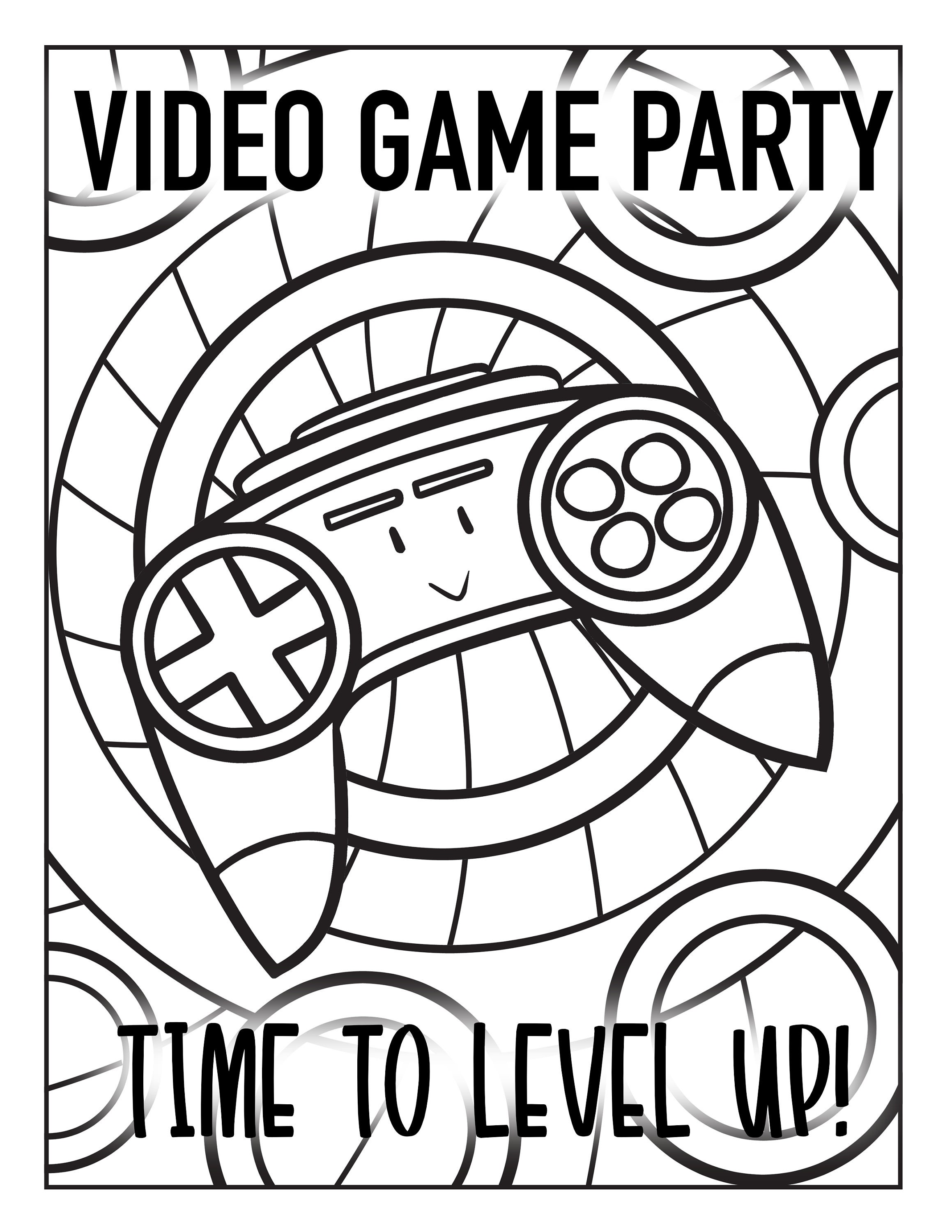Party Printable Video Game Decoration Coloring Printable 8x10 Family ...