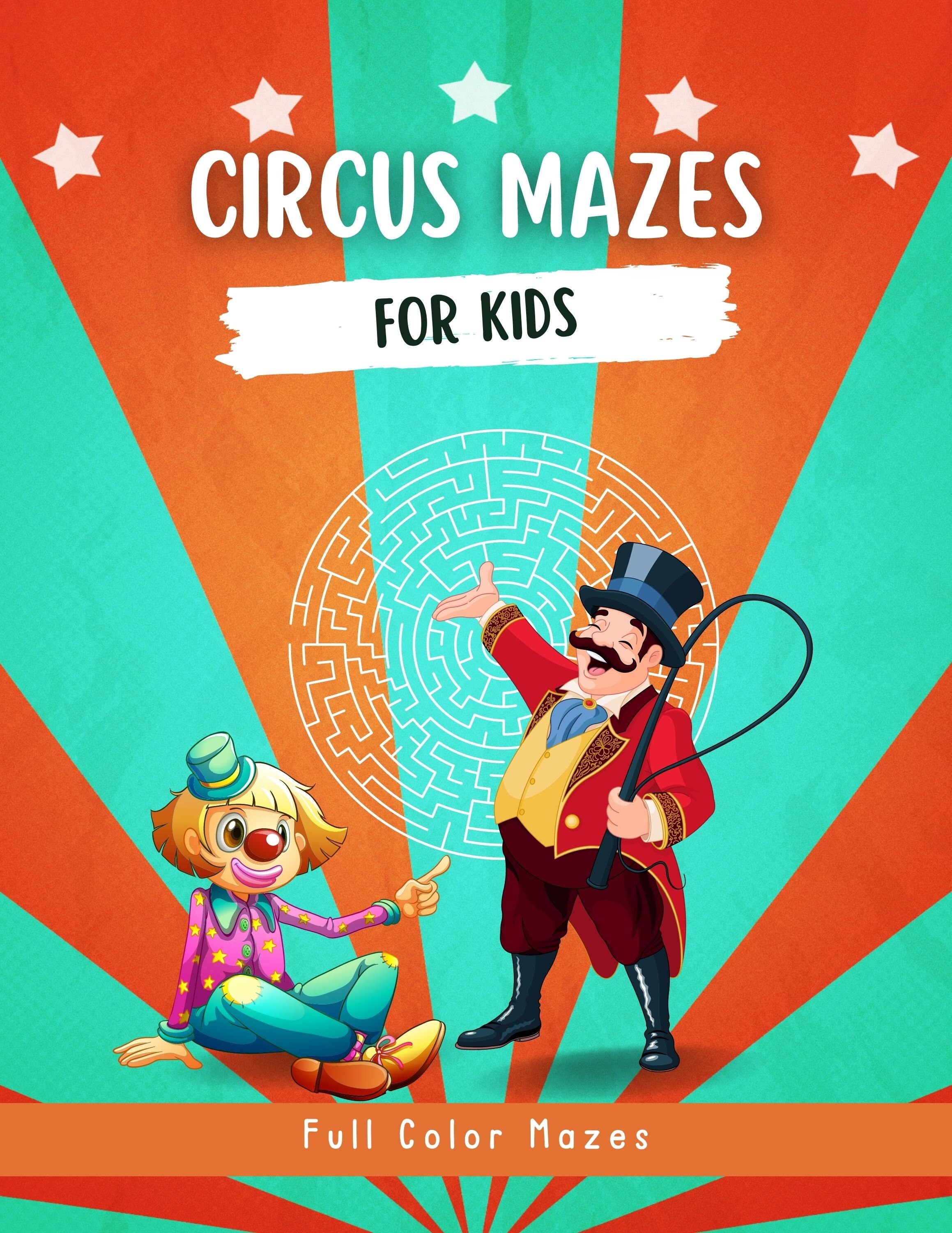 Kids Printable Puzzle Activity Circus Themed Maze PDF Mazes for Kids ...