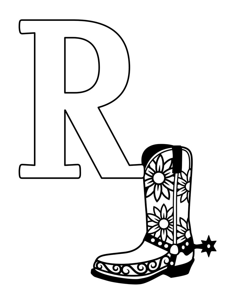 Preschool ABC Homeschool Activity Toddler Wild West Cowboy ABC Coloring ...