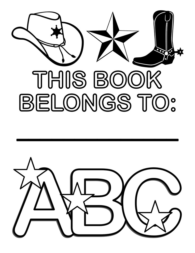 Preschool ABC Homeschool Activity Toddler Wild West Cowboy ABC Coloring ...