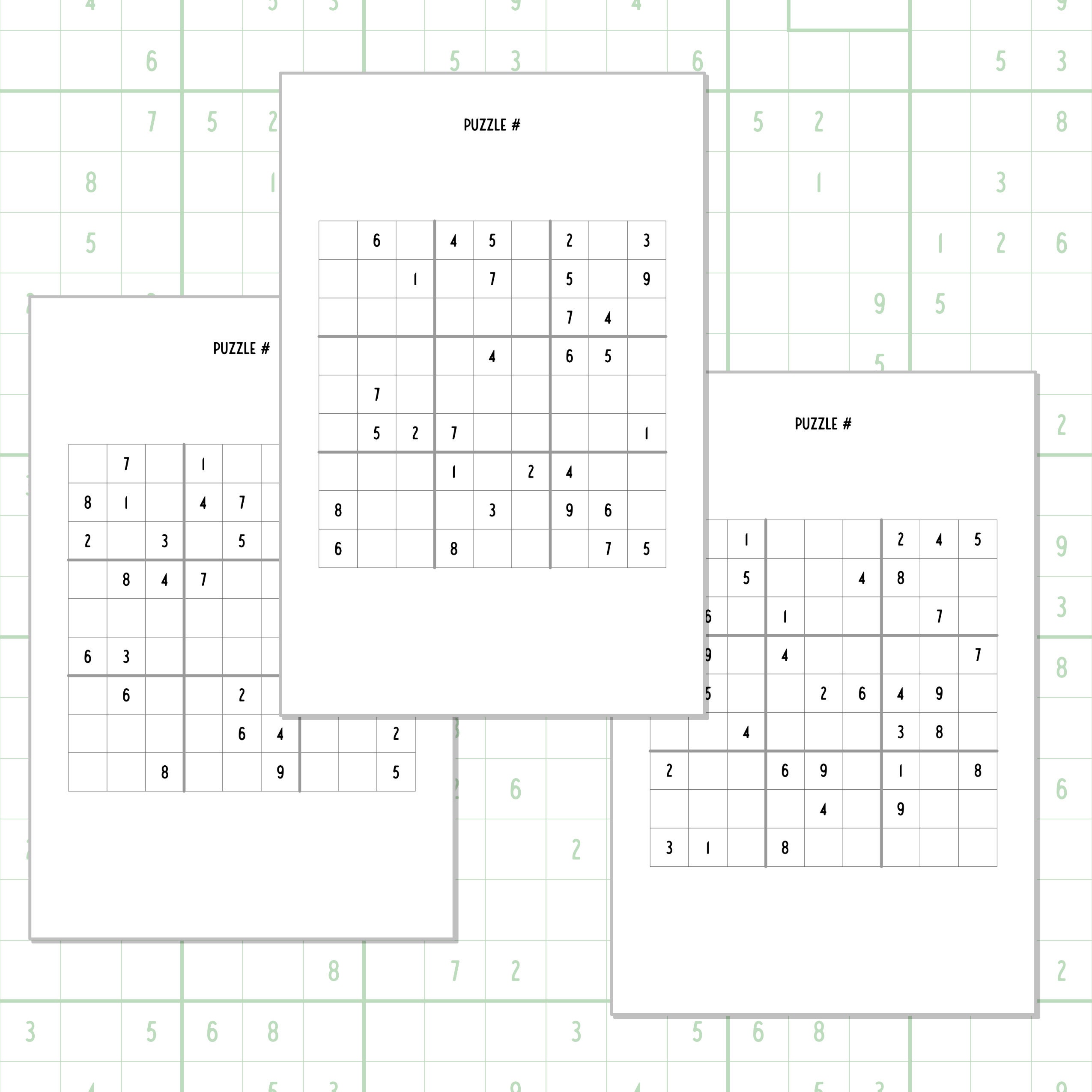 Sudoku Medium Level Printable PDF Difficult Puzzle Game Brain Games Fun ...