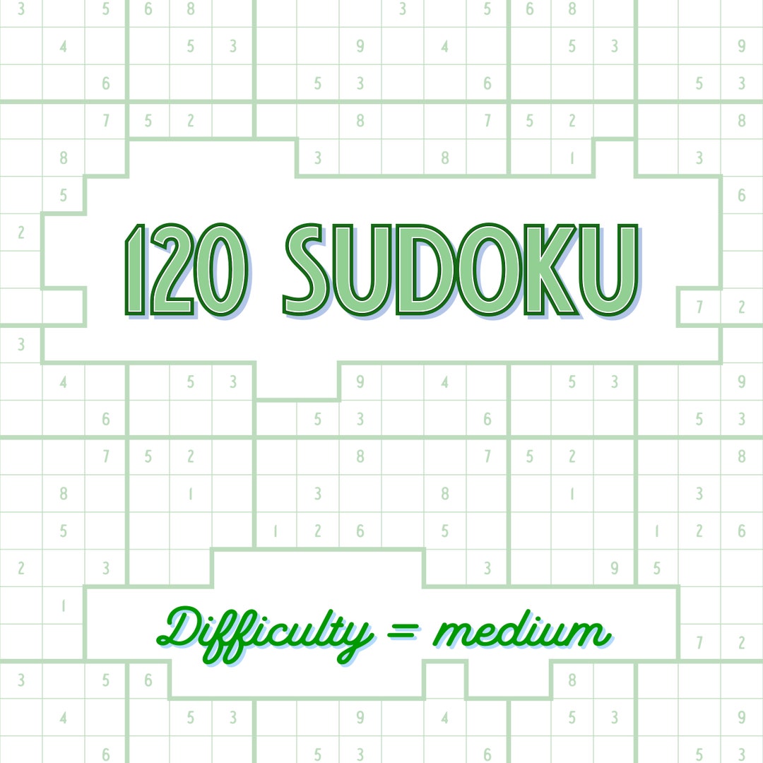 Sudoku Medium Level Printable PDF Difficult Puzzle Game Brain Games Fun ...