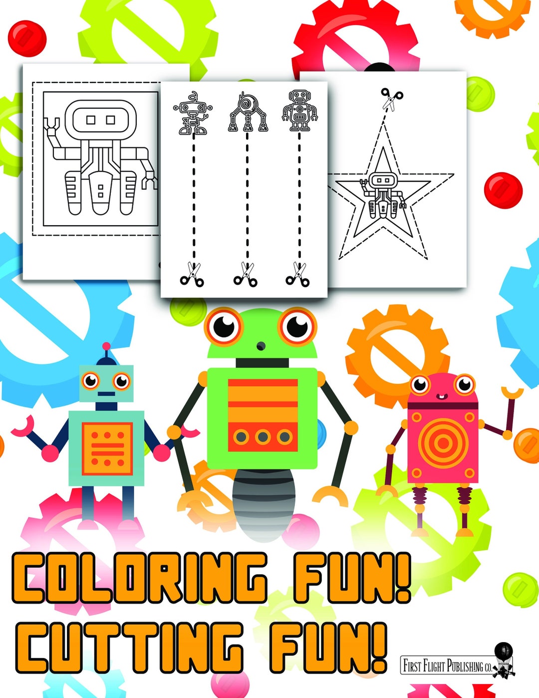 Cutting Practice Robot Themed Scissor Skills Preschool Coloring ...