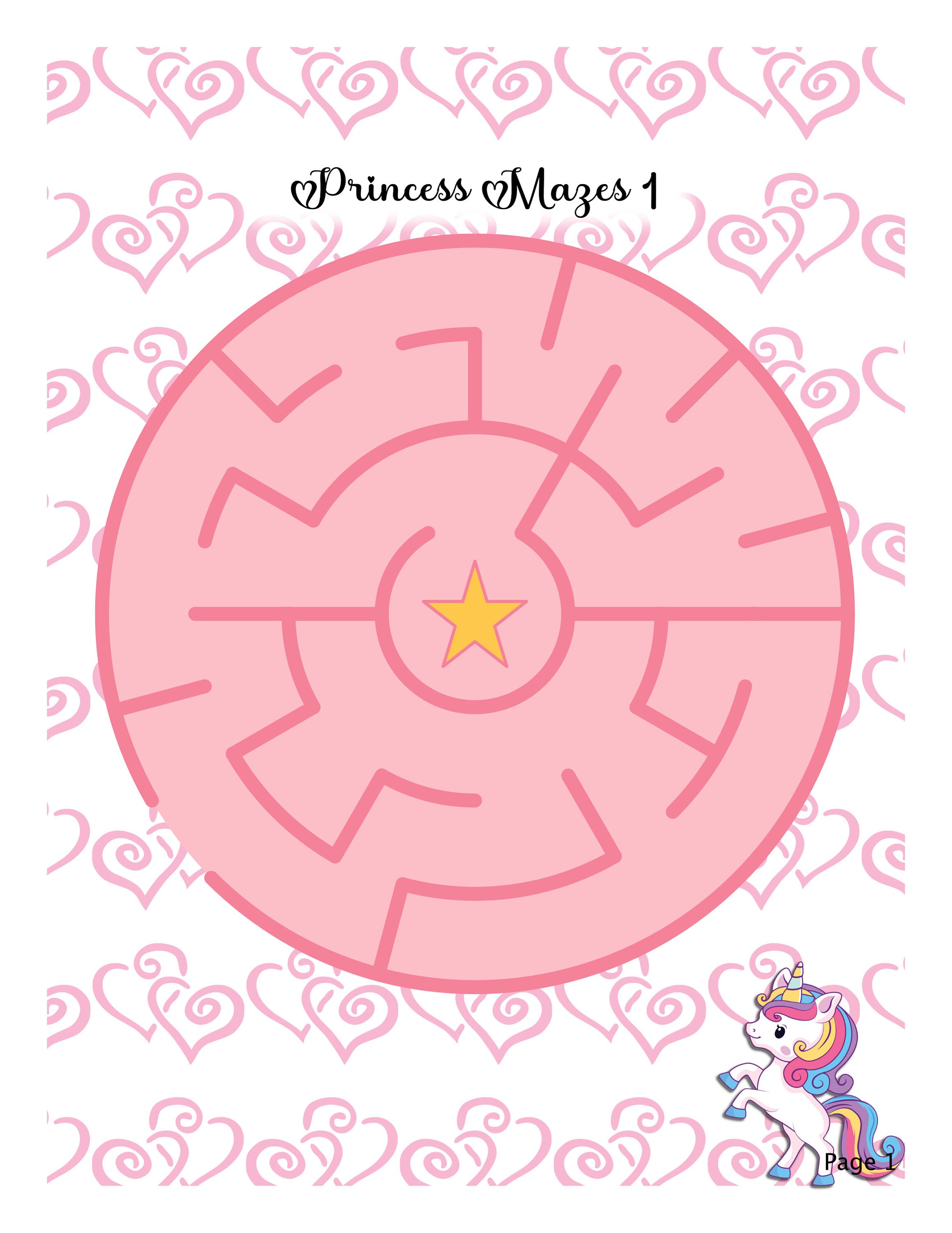 Princess Little Girls Cute Activities Themed Mazes Easy Level Medium ...