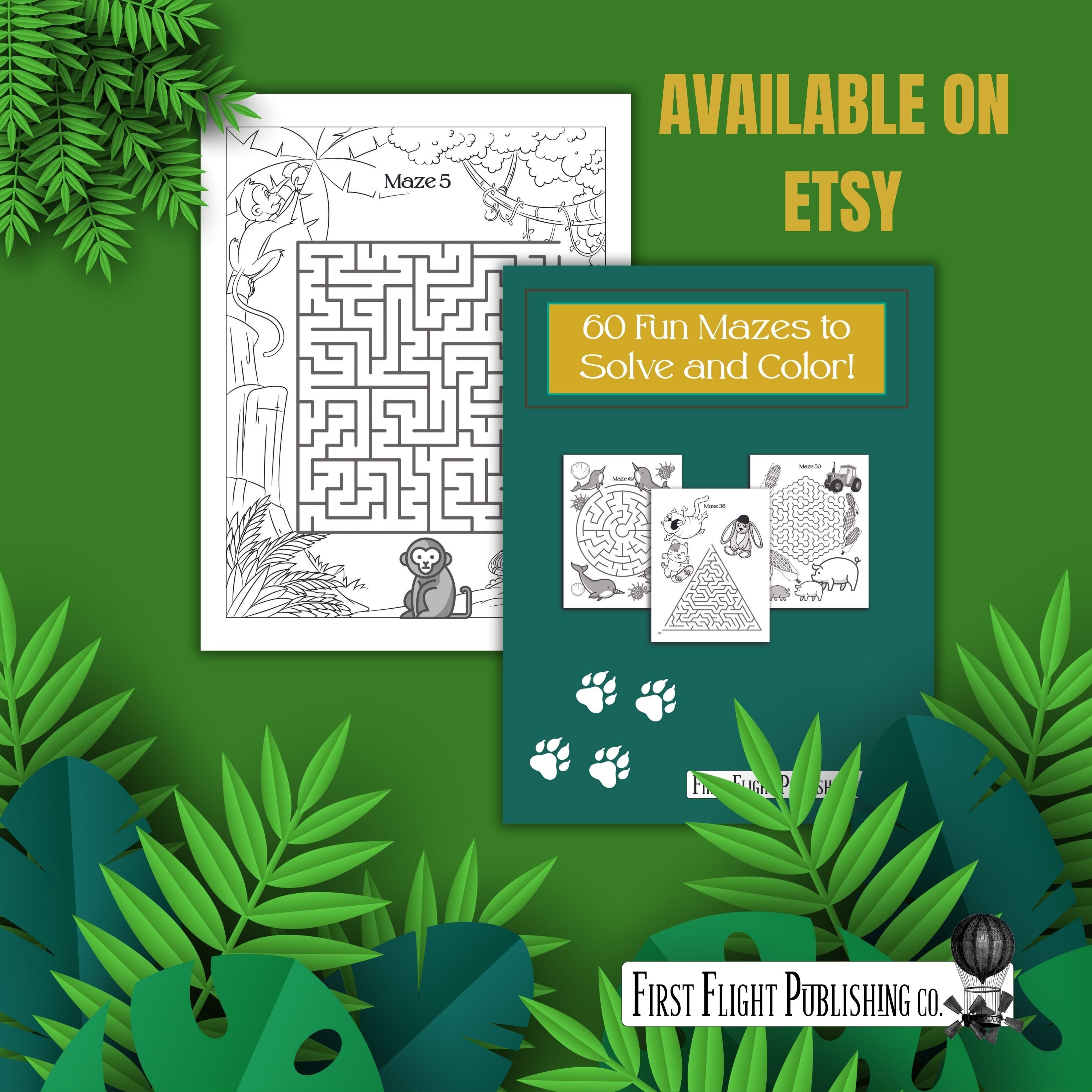 Kids Puzzle Book Activities Printable Fun Animal Themed Mazes for ...