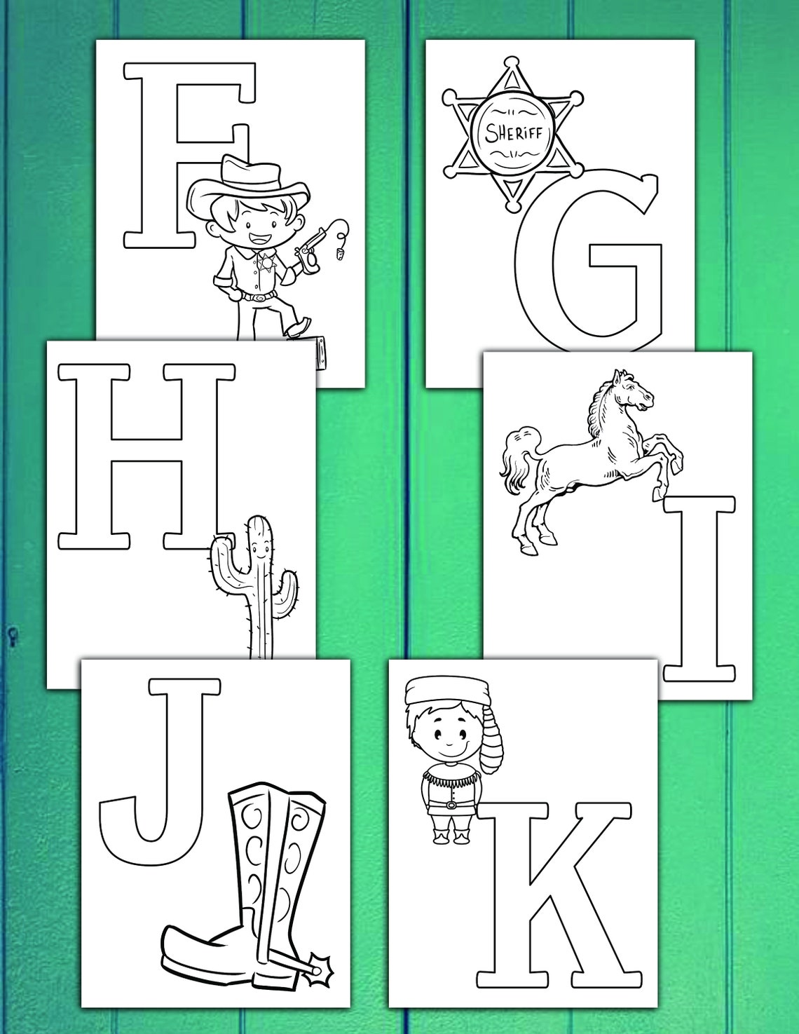 Preschool ABC Homeschool Activity Toddler Wild West Cowboy ABC Coloring ...