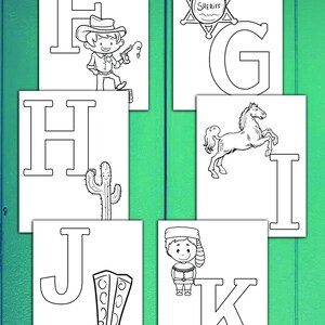 Preschool ABC Homeschool Activity Toddler Wild West Cowboy ABC Coloring ...