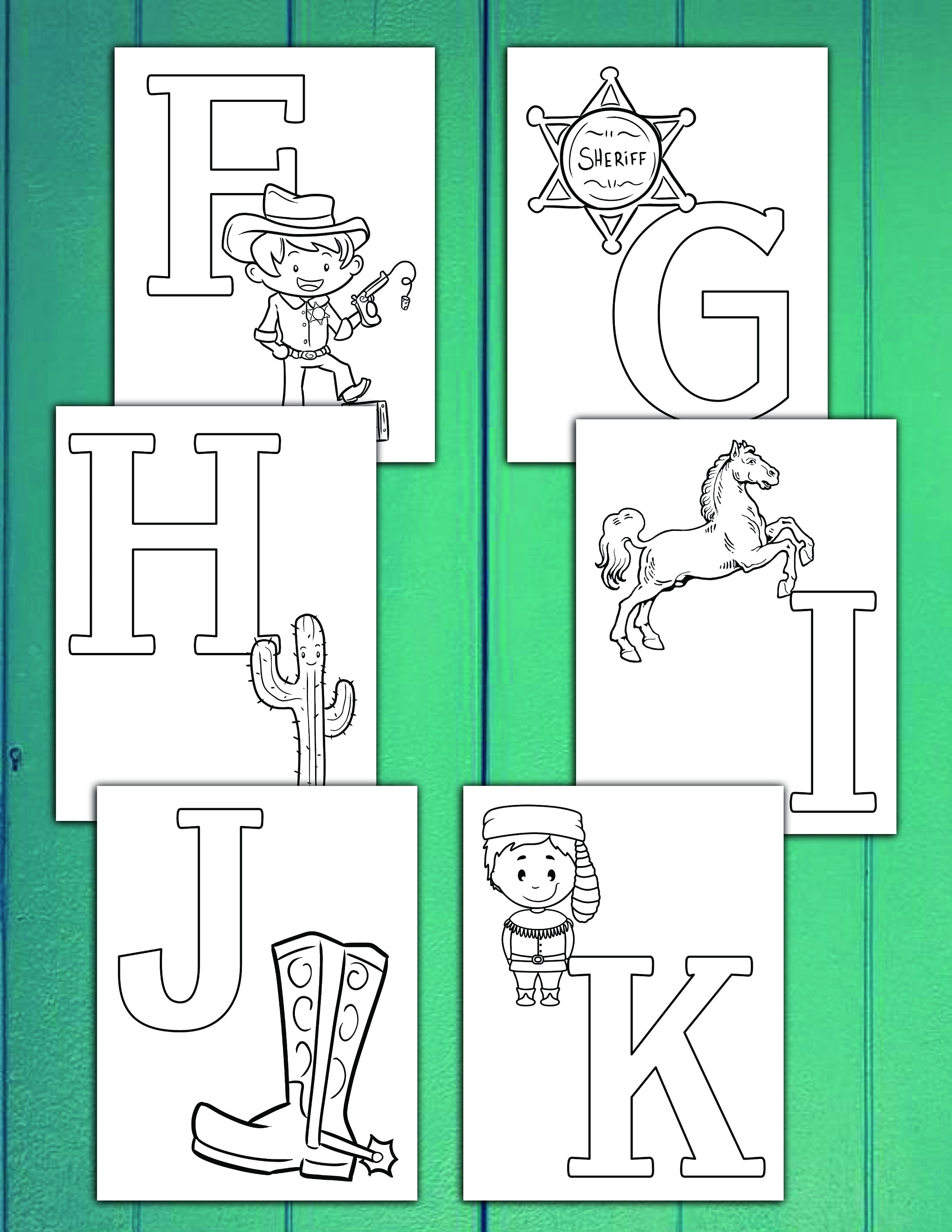 Preschool ABC Homeschool Activity Toddler Wild West Cowboy ABC Coloring ...