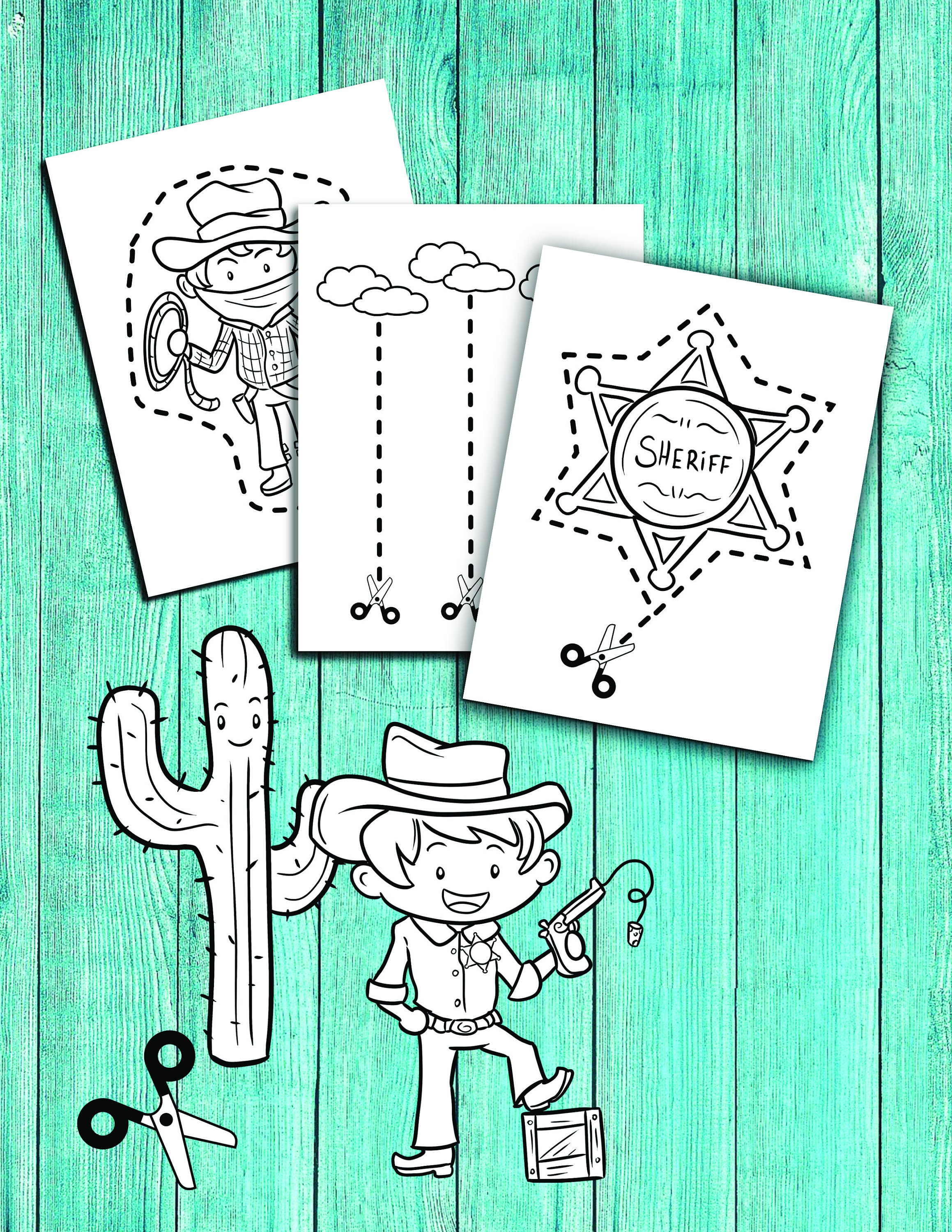 Kindergarten Scissor Skills Cowboy Cutting Pre-k Practice Preschool ...