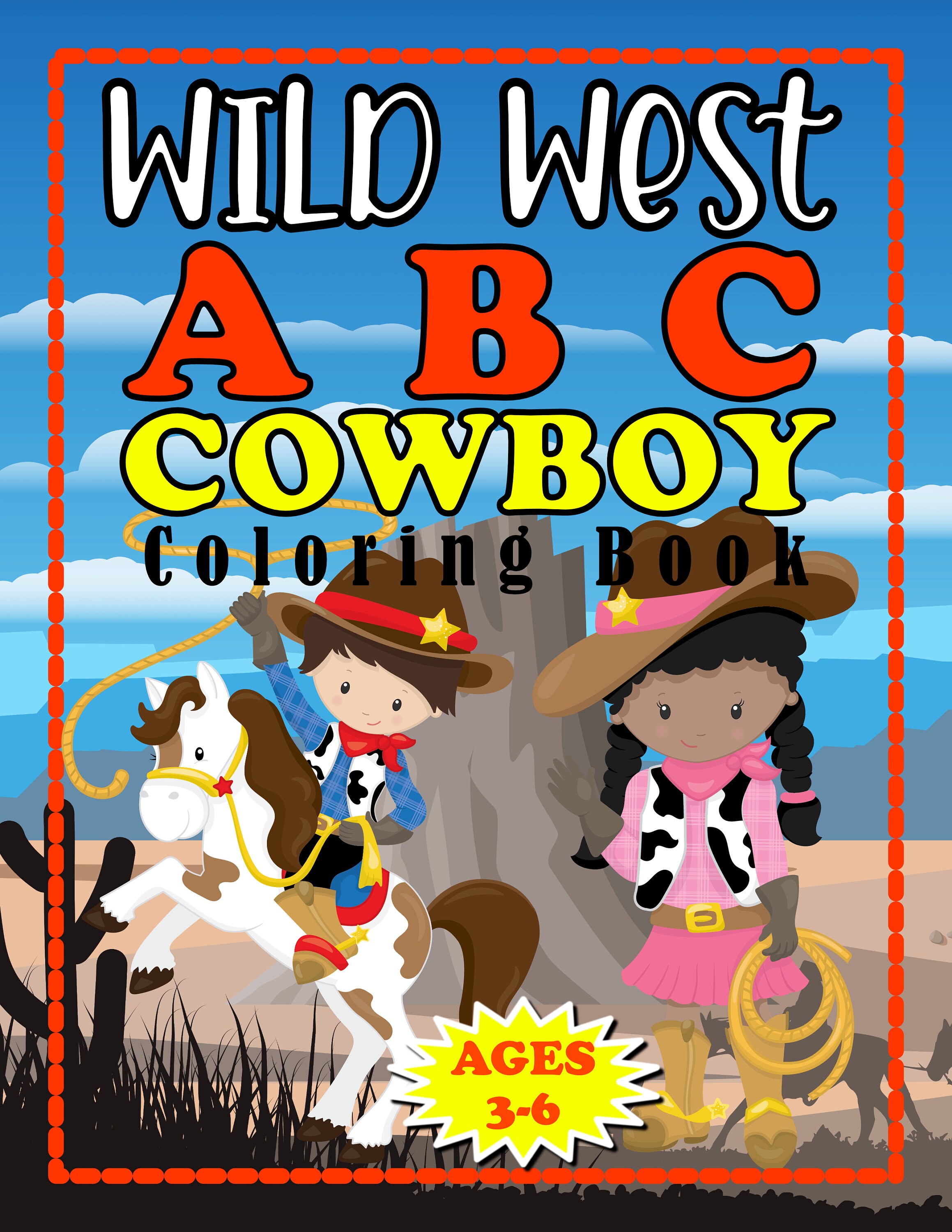 Preschool ABC Homeschool Activity Toddler Wild West Cowboy ABC Coloring ...