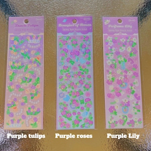 Flower POLCO STICKERS, Holographic Flower Stickers, KPOP Polco Deco ...