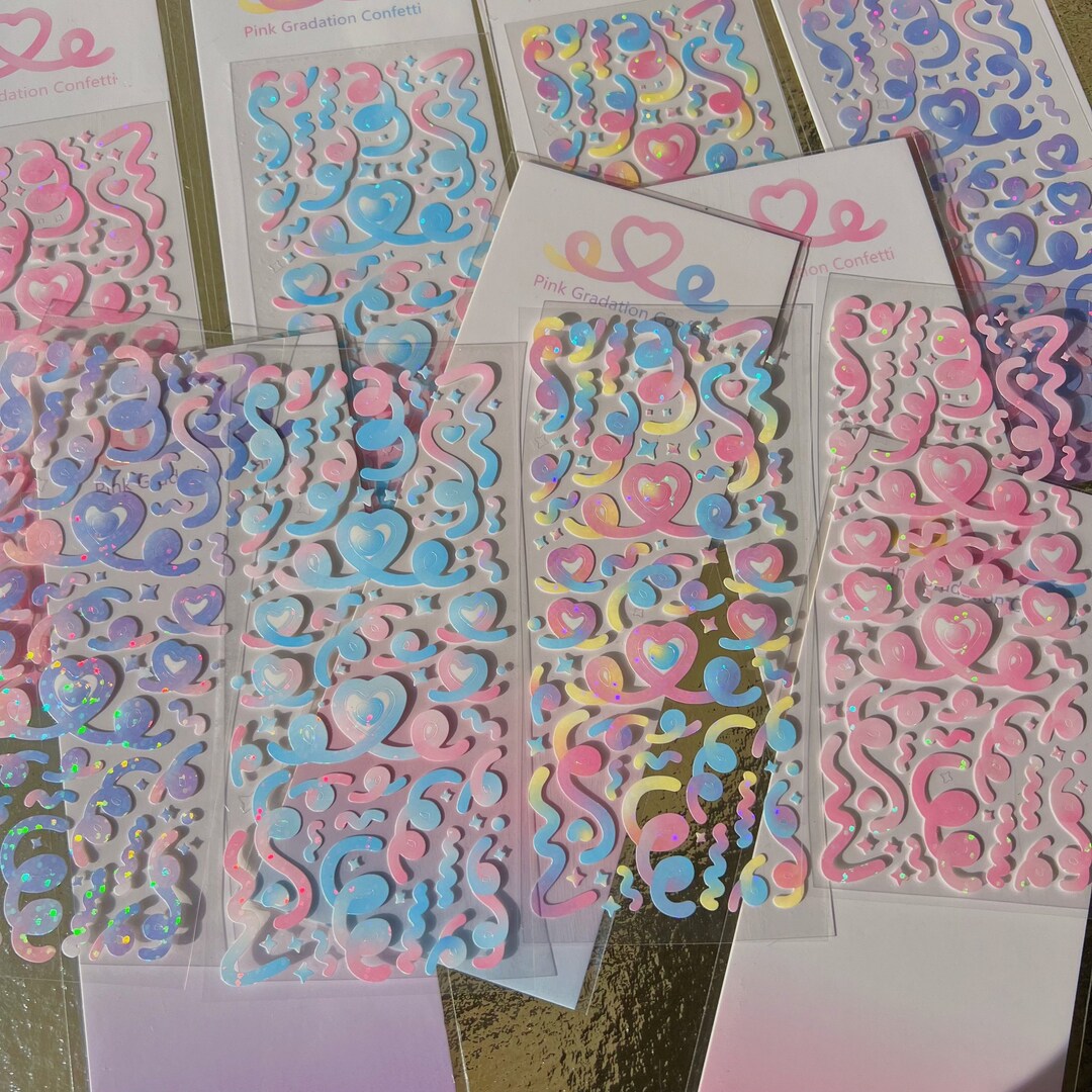 Colorful Confetti Polco Stickers, Holographic Confetti Stickers, Kpop ...