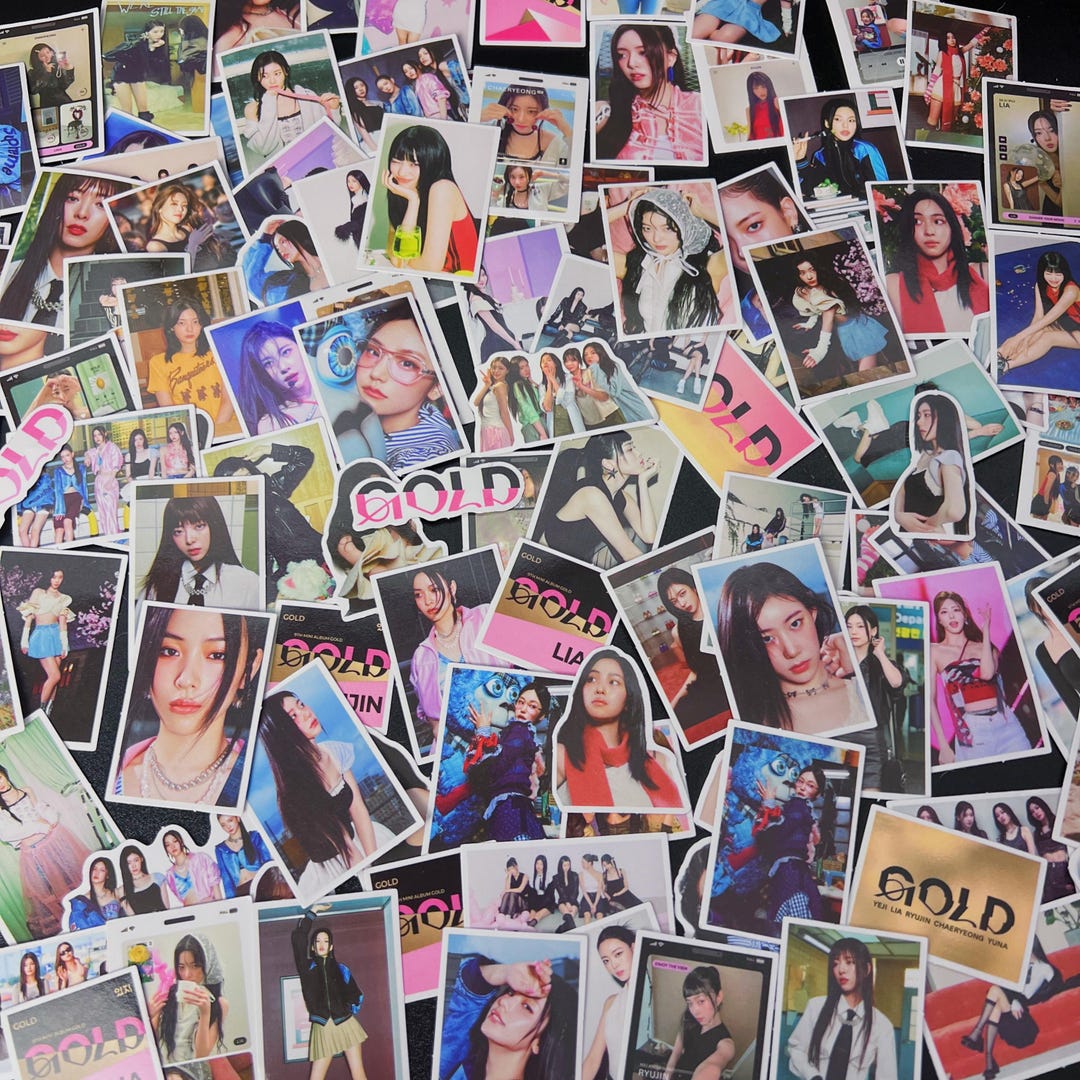ITZY Gold STICKERS, 106 Assorted Itzy 2024 Stickers, ITZY Waterproof ...