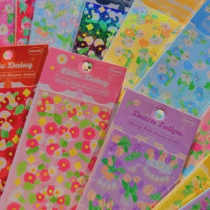 Flower POLCO STICKERS, Holographic Flower Stickers, KPOP Polco Deco ...