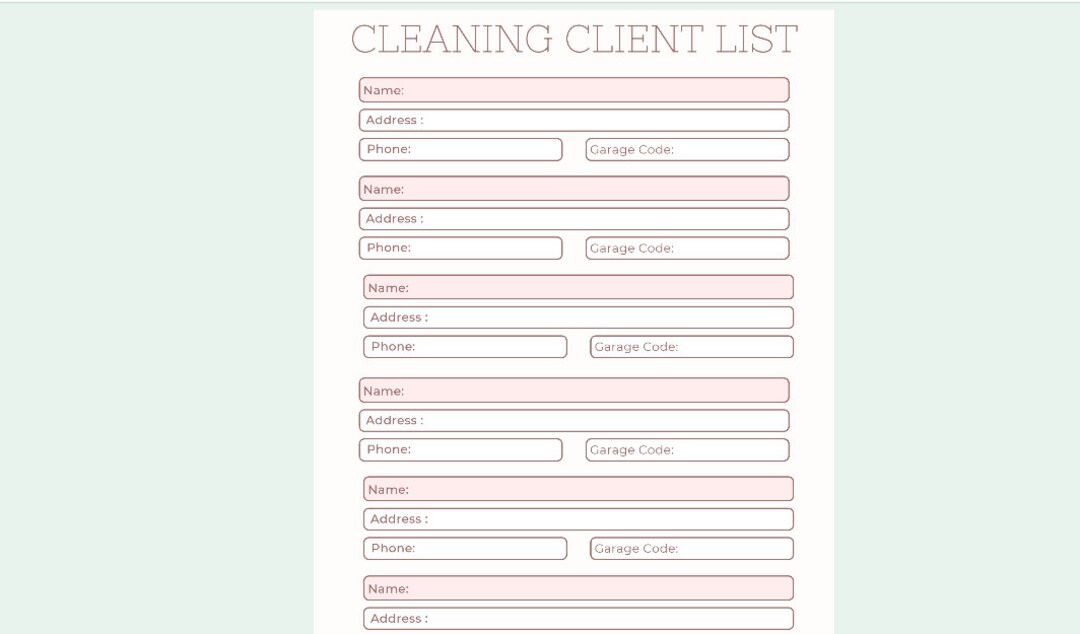 Editable Client List- PDF Download - Etsy