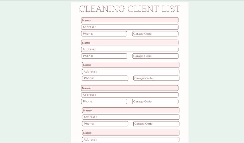 Editable Client List- PDF Download - Etsy