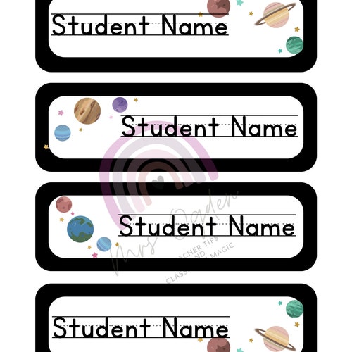 Neutral Space Theme Desk Plates printable - Etsy