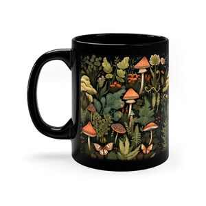 Vintage Cottage Core Mug, Forest Ferns & Mushrooms Design, Perfect for ...