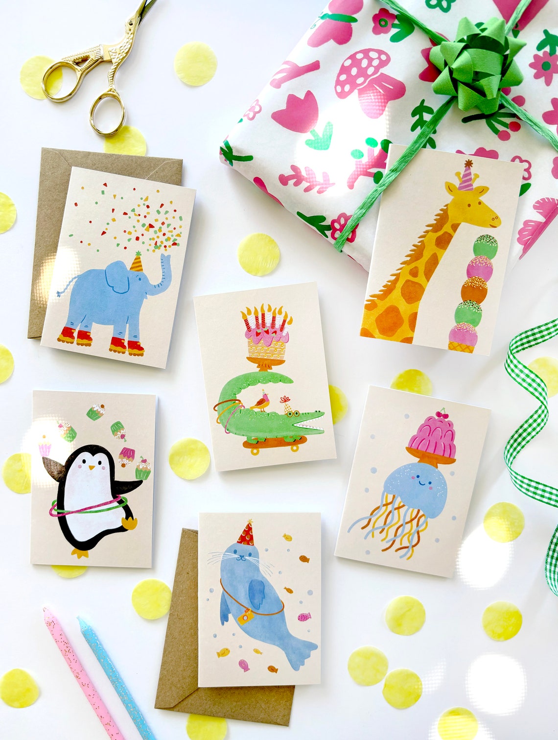 Elephant Mini Card Illustrated Cute Card Kids Mini Birthday Card Fun ...