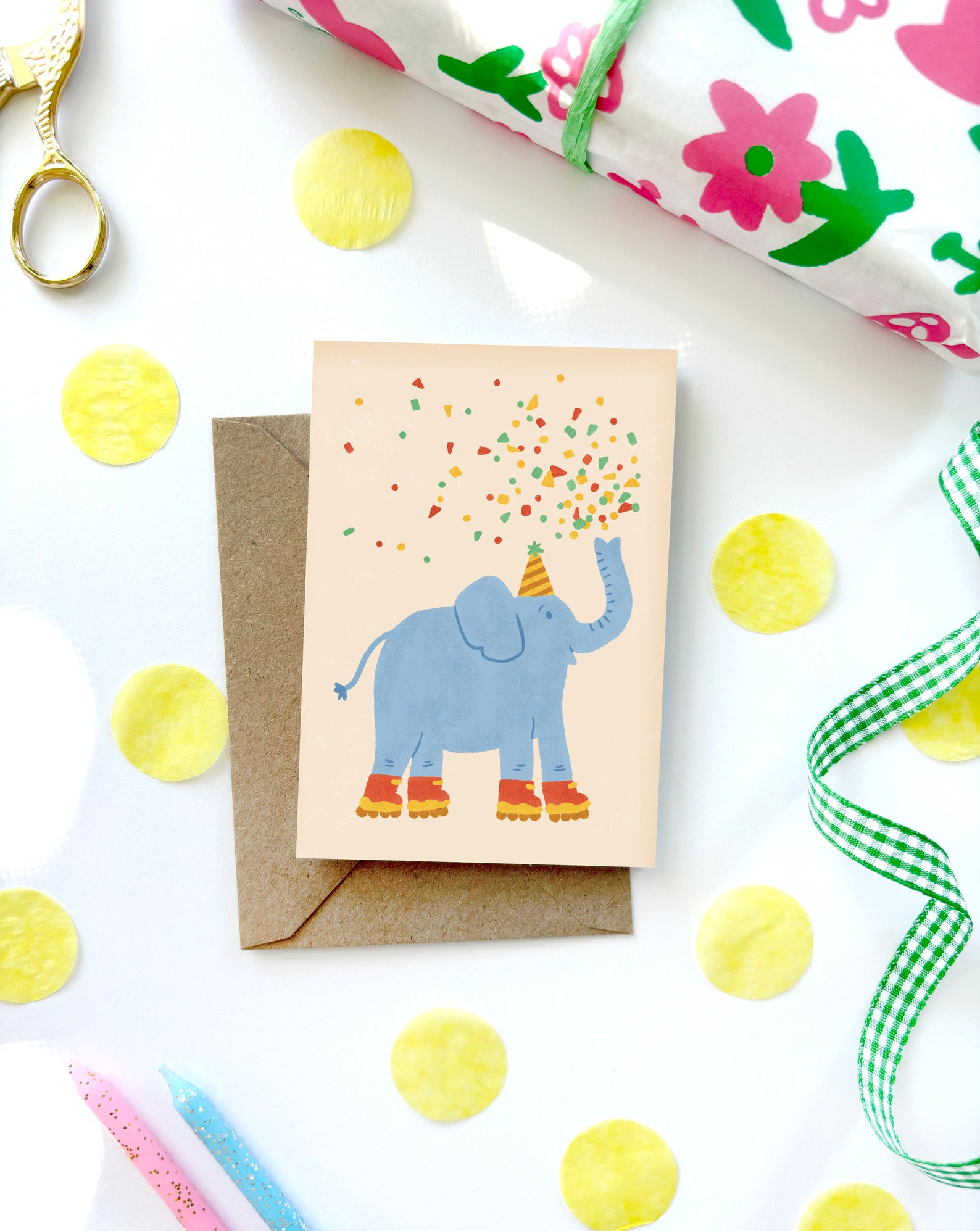 Elephant Mini Card Illustrated Cute Card Kids Mini Birthday Card Fun ...