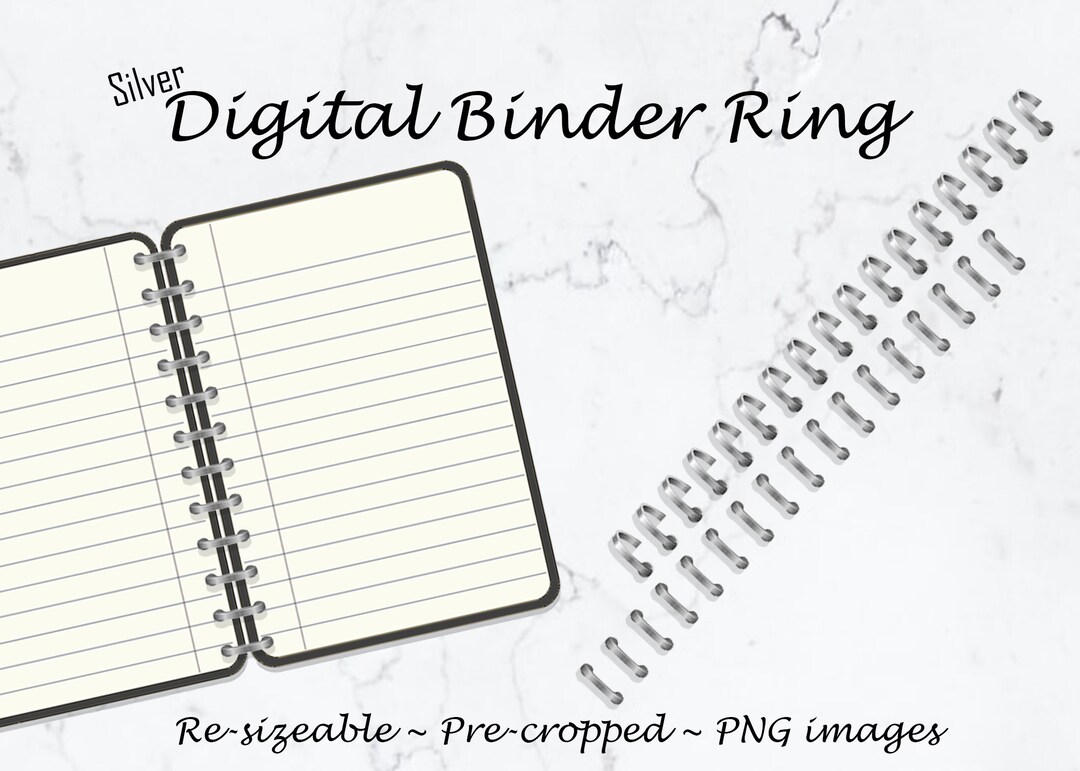 Digital Planner Binder Ring, Metallic, Realistic Binder Ring, Silver ...