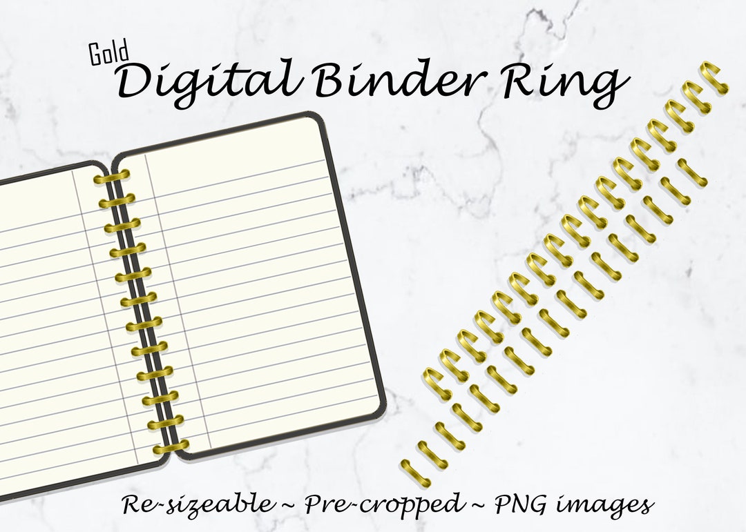 Digital Planner Binder Ring, Metallic, Realistic Binder Ring, Gold ...