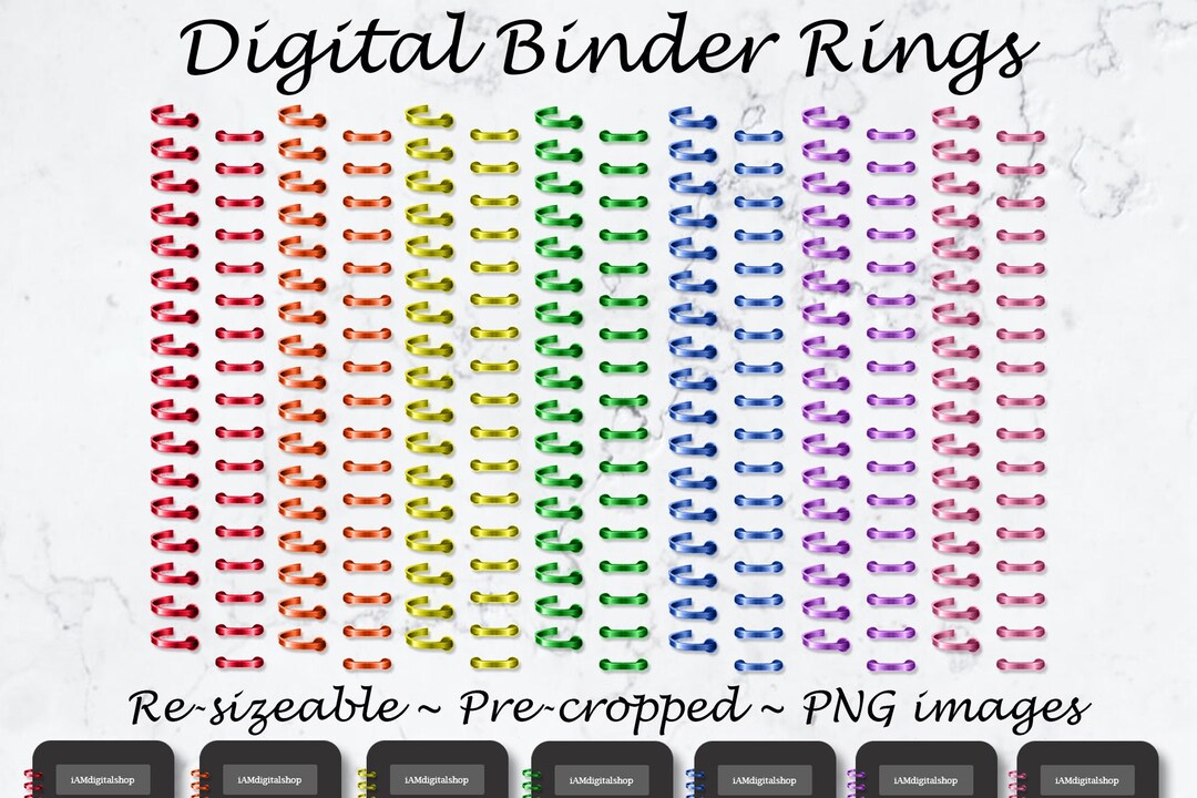 Digital Binder Rings, Digital Planner Rings, Metallic, Realistic ...