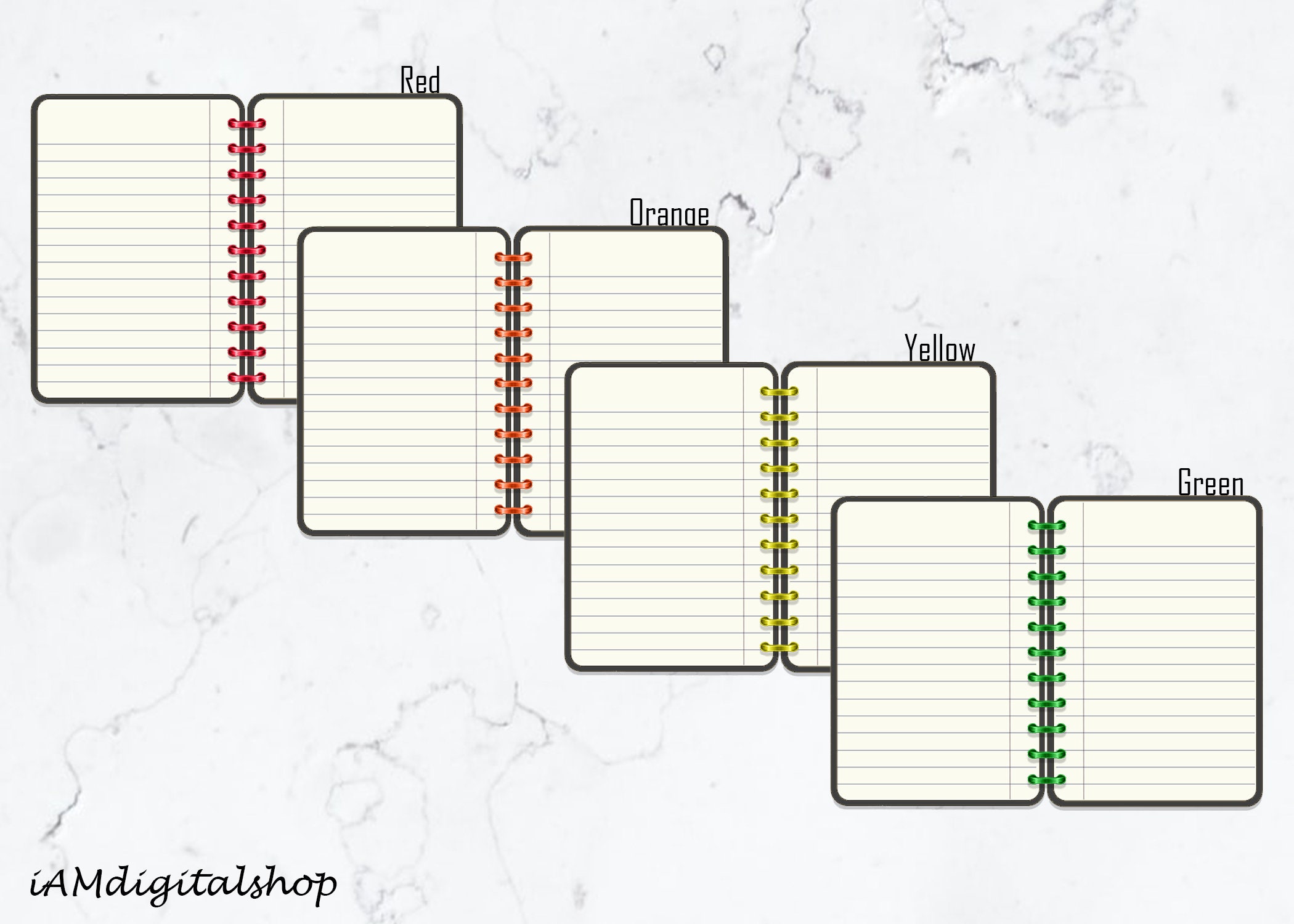 Digital Binder Rings, Digital Planner Rings, Metallic, Realistic ...