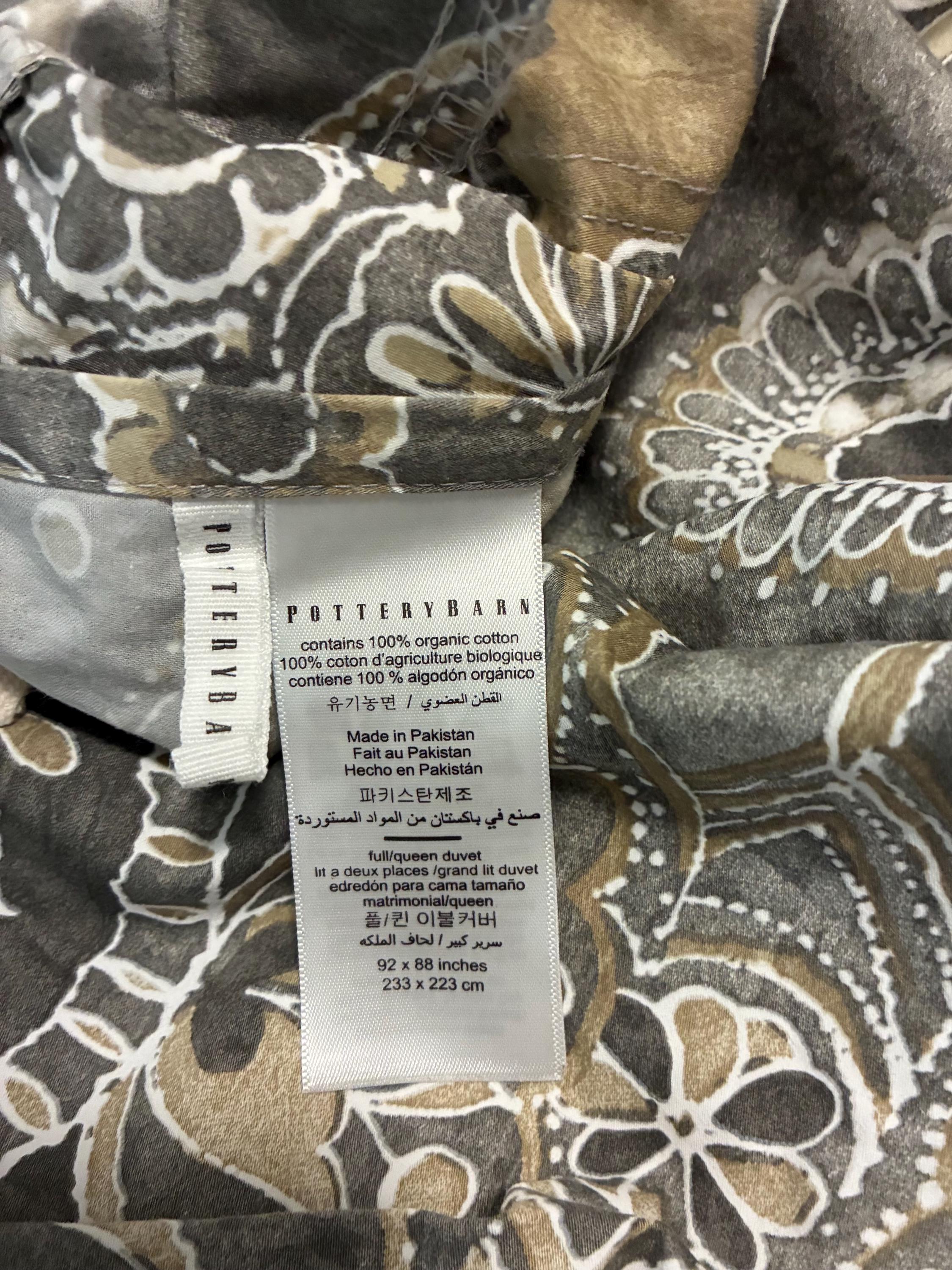 Pottery Barn Duvet Cover FULL QUEEN Medallion Jacquelyn Cotton Gray ...