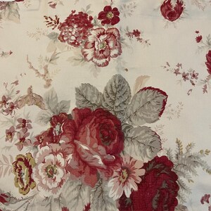 Waverly CURTAIN VALANCE Norfolk Rose Floral Red Green Cotton SINGLE ...
