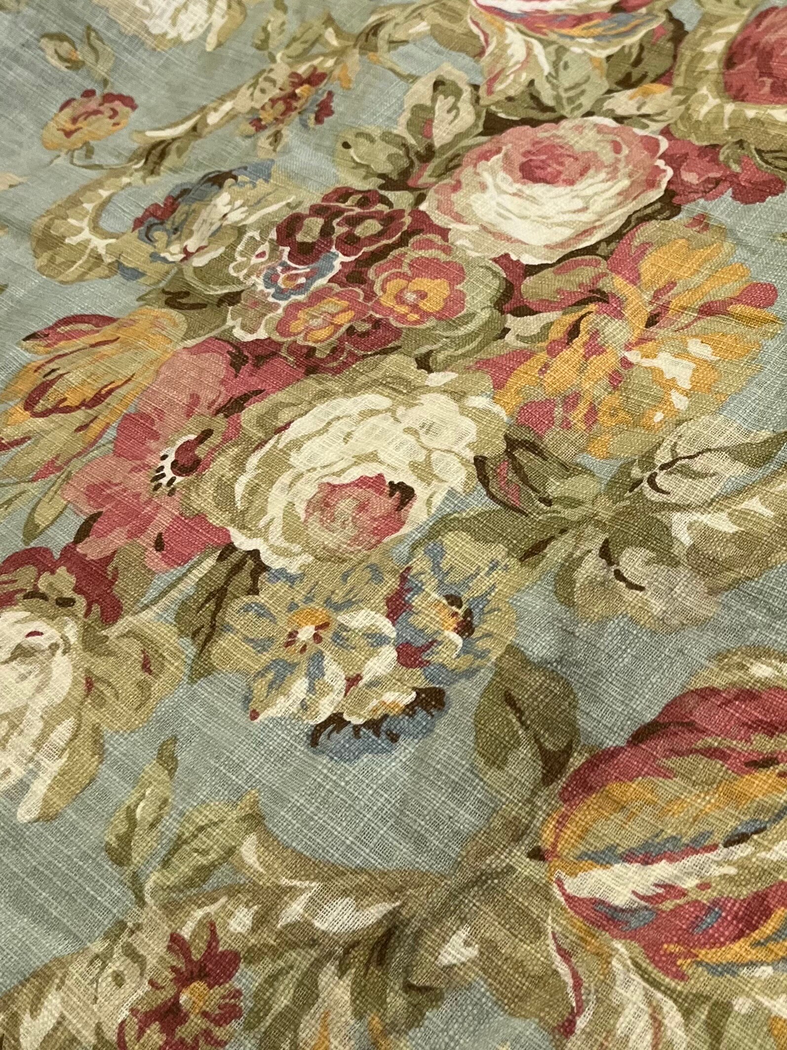 Waverly Comforter QUEEN Spring Bling LINEN BLEND Barkcloth Reversible ...