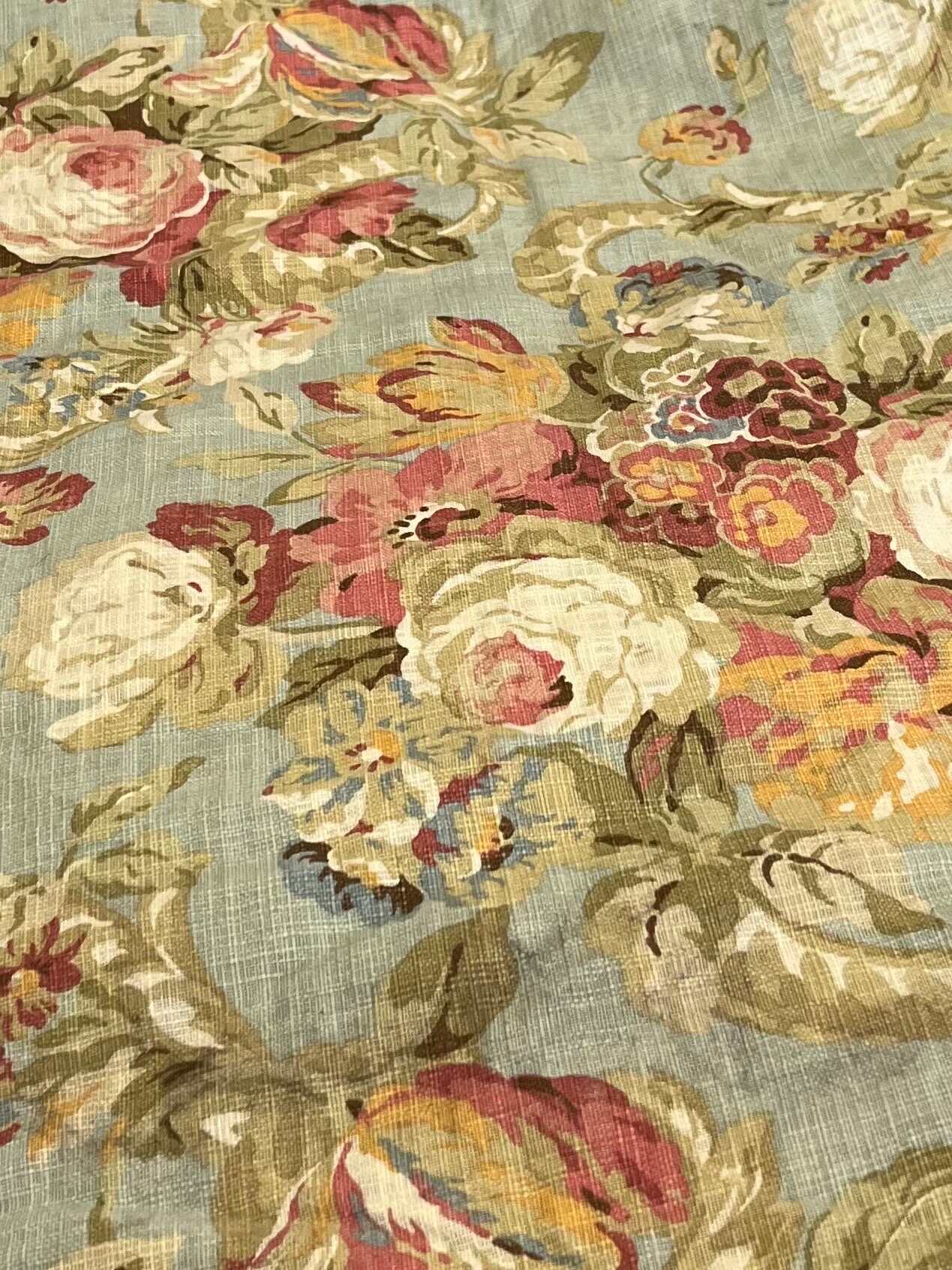 Waverly Comforter QUEEN Spring Bling LINEN BLEND Barkcloth Reversible ...