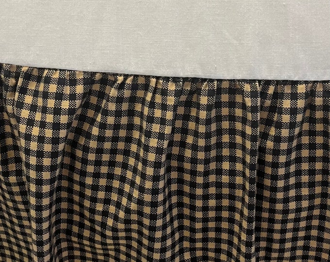 Waverly Bedskirt Dust Ruffle QUEEN Gingham Checks Black Tan Cotton ...