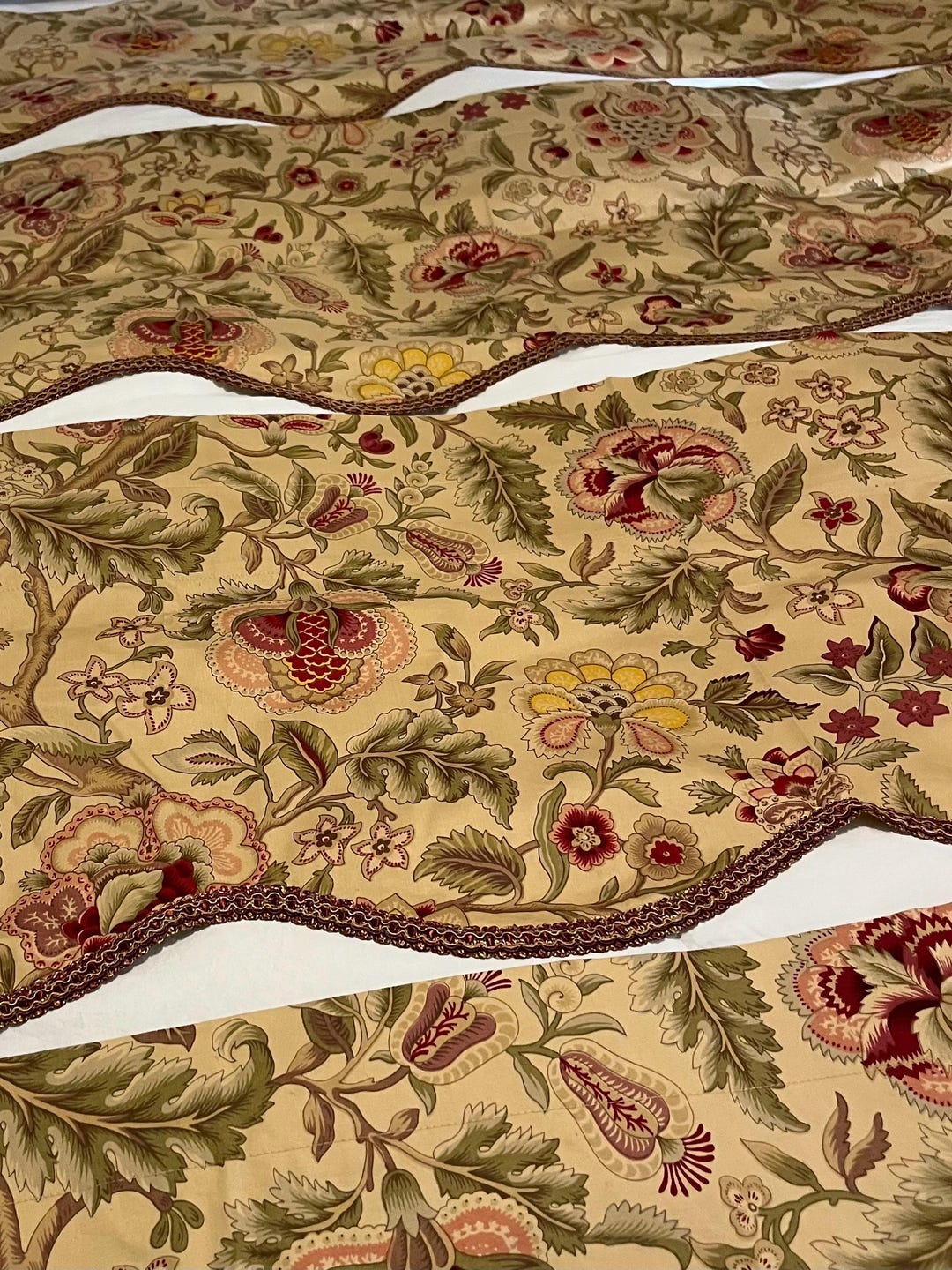 Waverly Curtain Valances SET/4 Imperial Dress Floral Pink Yellow Green ...