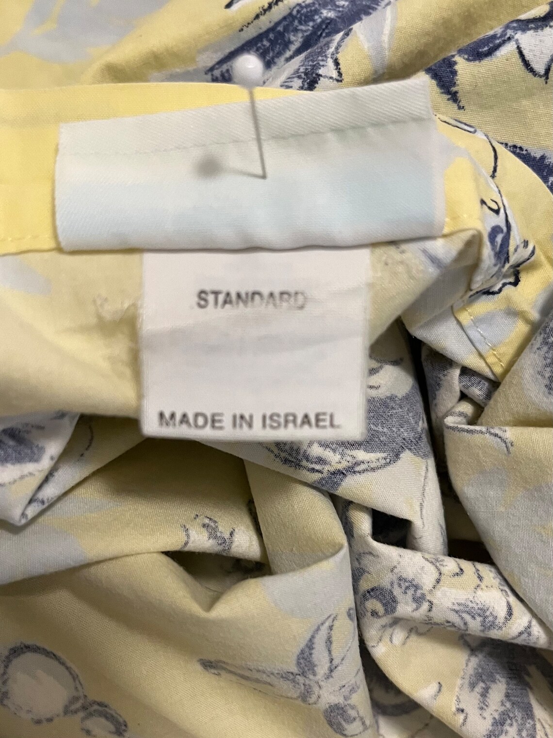 Pottery Barn Sham STANDARD Floral Blue Roses Scroll Yellow Cotton ...