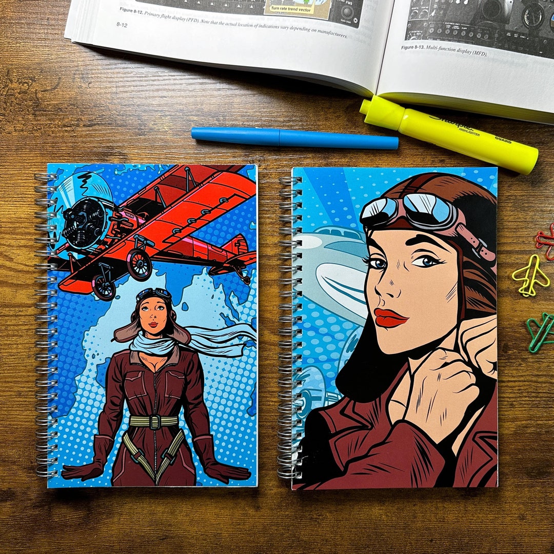 Two Female Pilot Spiral Notebooks With 4 FREE Stickers! - Etsy