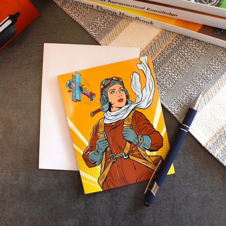 Pop Art Aviatrix Note Cards - Retro Female Pilot Stationery - Etsy