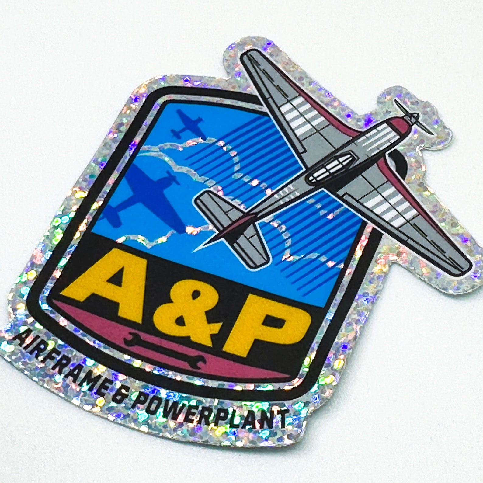 A&P Airframe Powerplant Mechanic Glitter Sticker - Etsy