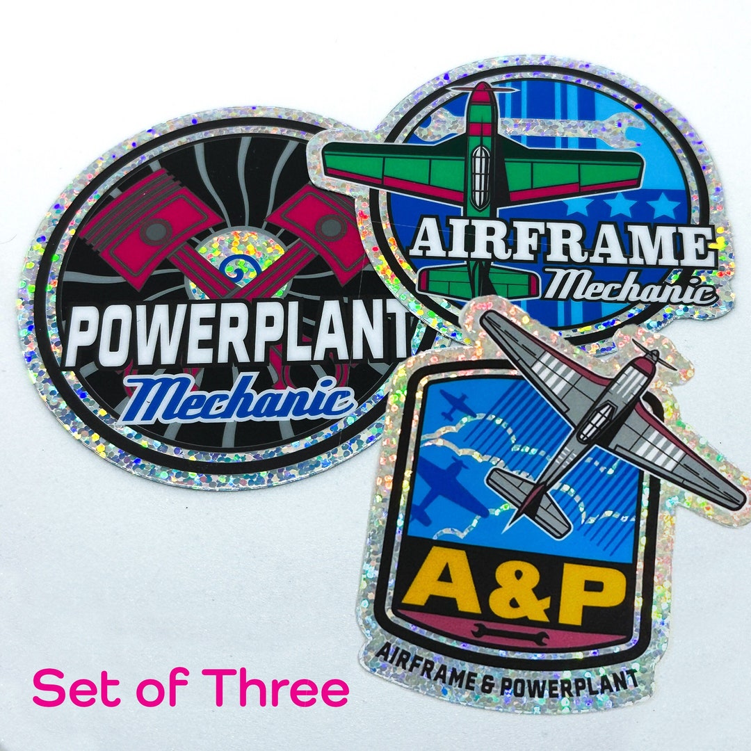 A&P Airframe Powerplant Mechanic Glitter Sticker Set of Three - Etsy