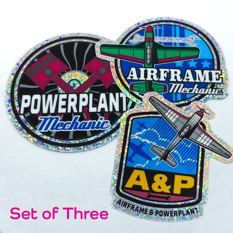 A&P Airframe Powerplant Mechanic Glitter Sticker - Etsy