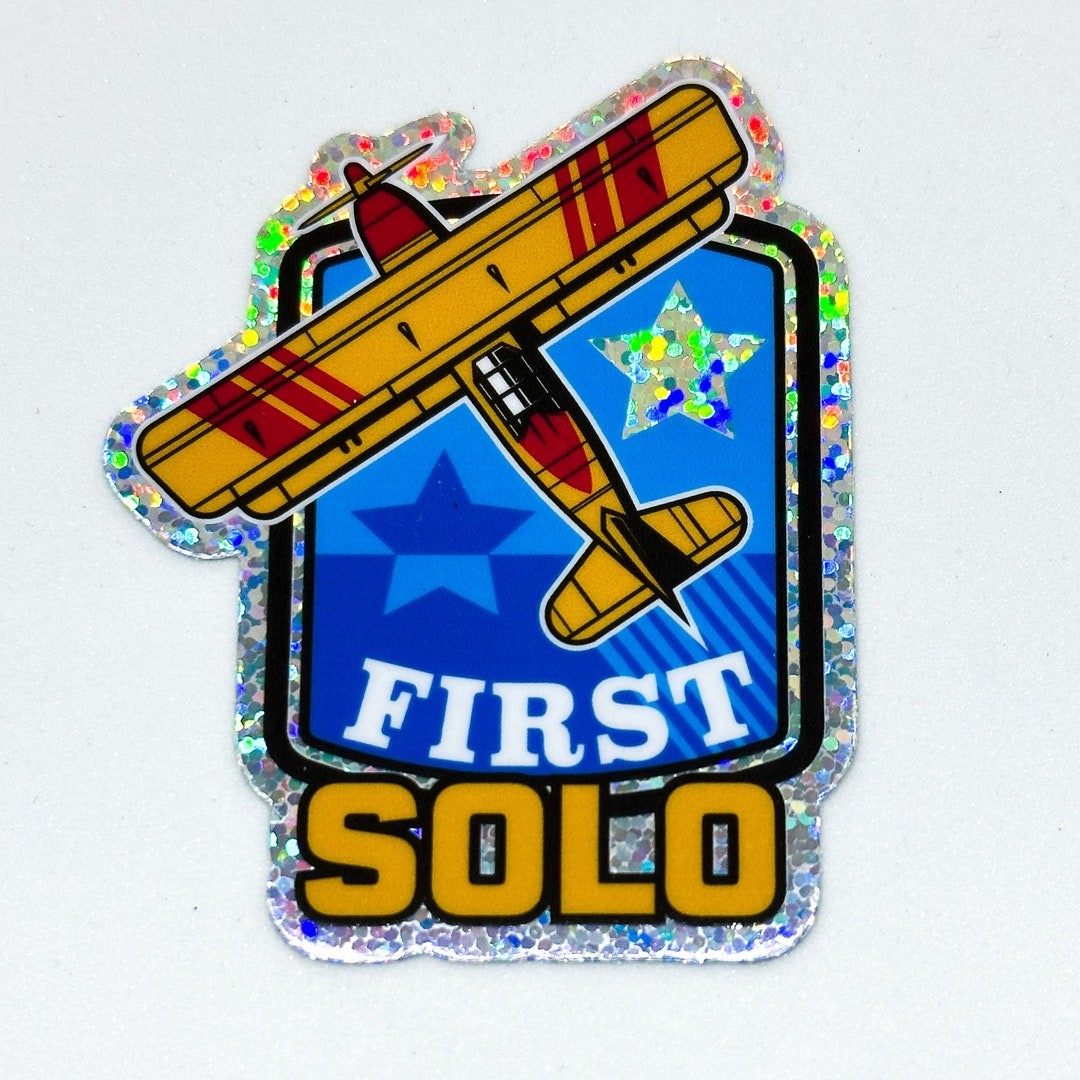 First Solo Pilot Glitter Sticker - Etsy