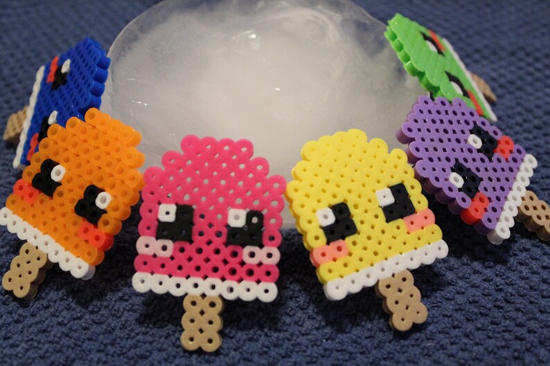 Kawaii Perler Bead Popsicles keychain, Bag Tag, Luggage or Backpack ...