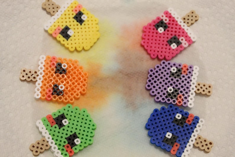 Kawaii Perler Bead Popsicles keychain, Bag Tag, Luggage or Backpack ...