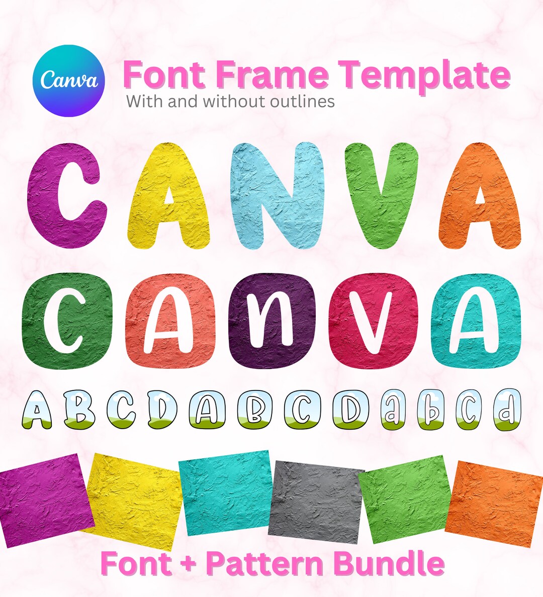 Bubble Font Frame Template + Pattern Bonus - Etsy