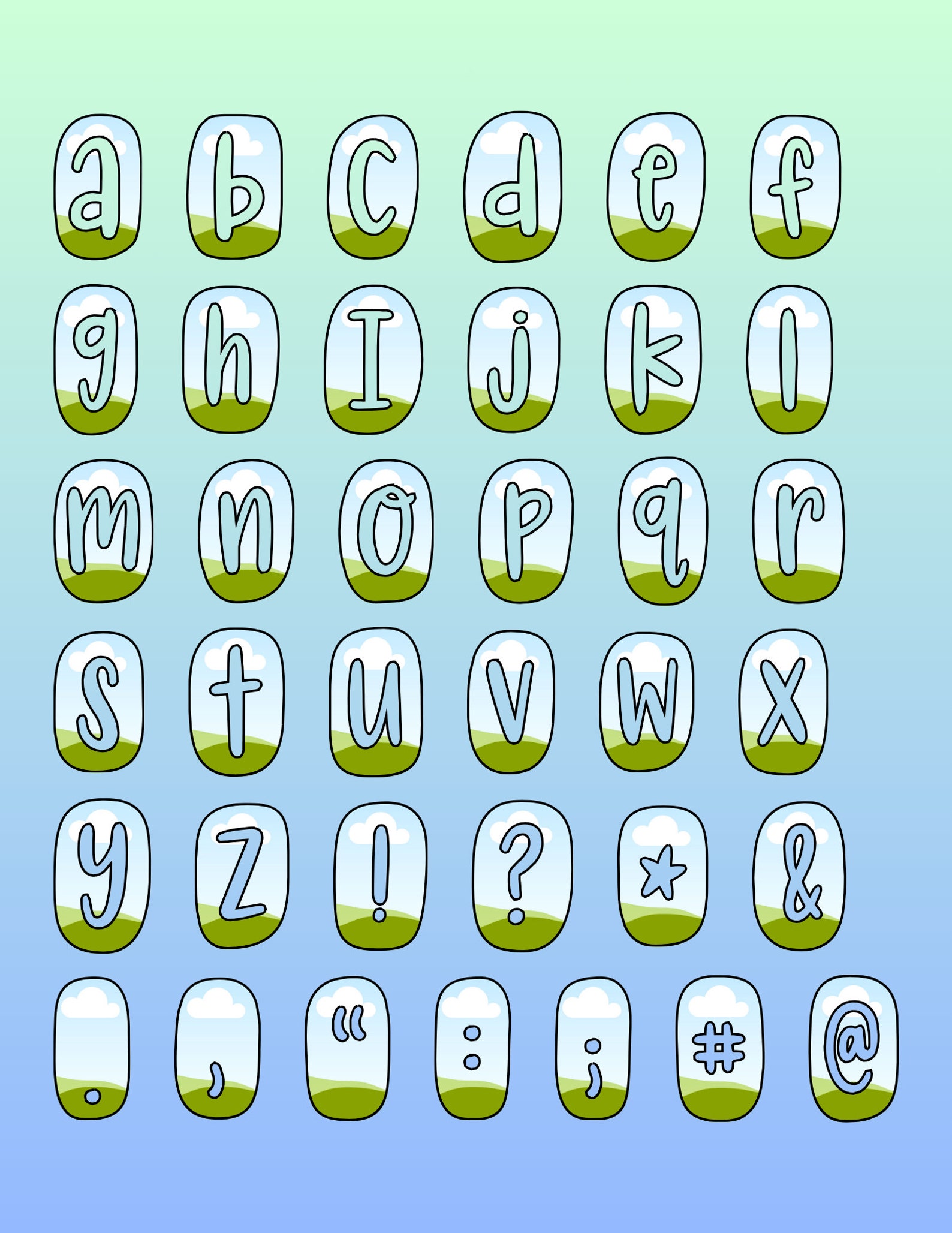 Bubble Font Frame Template + Pattern Bonus - Etsy