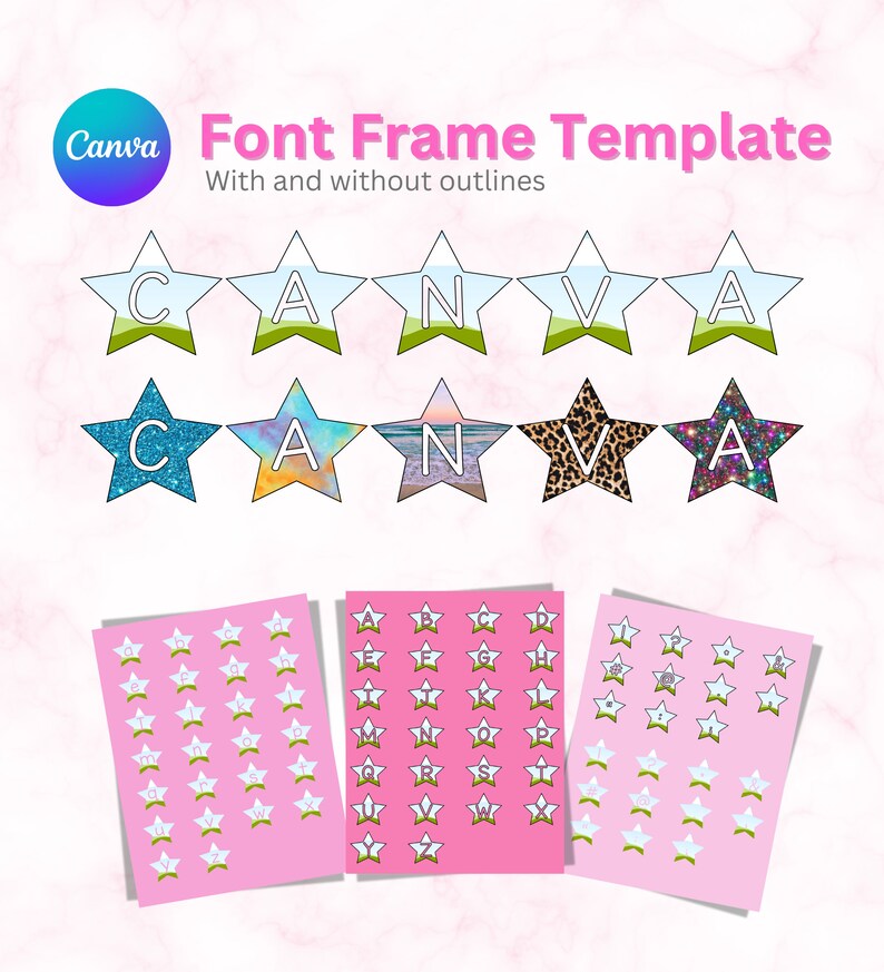 Canva Star Font Frame Template - Etsy