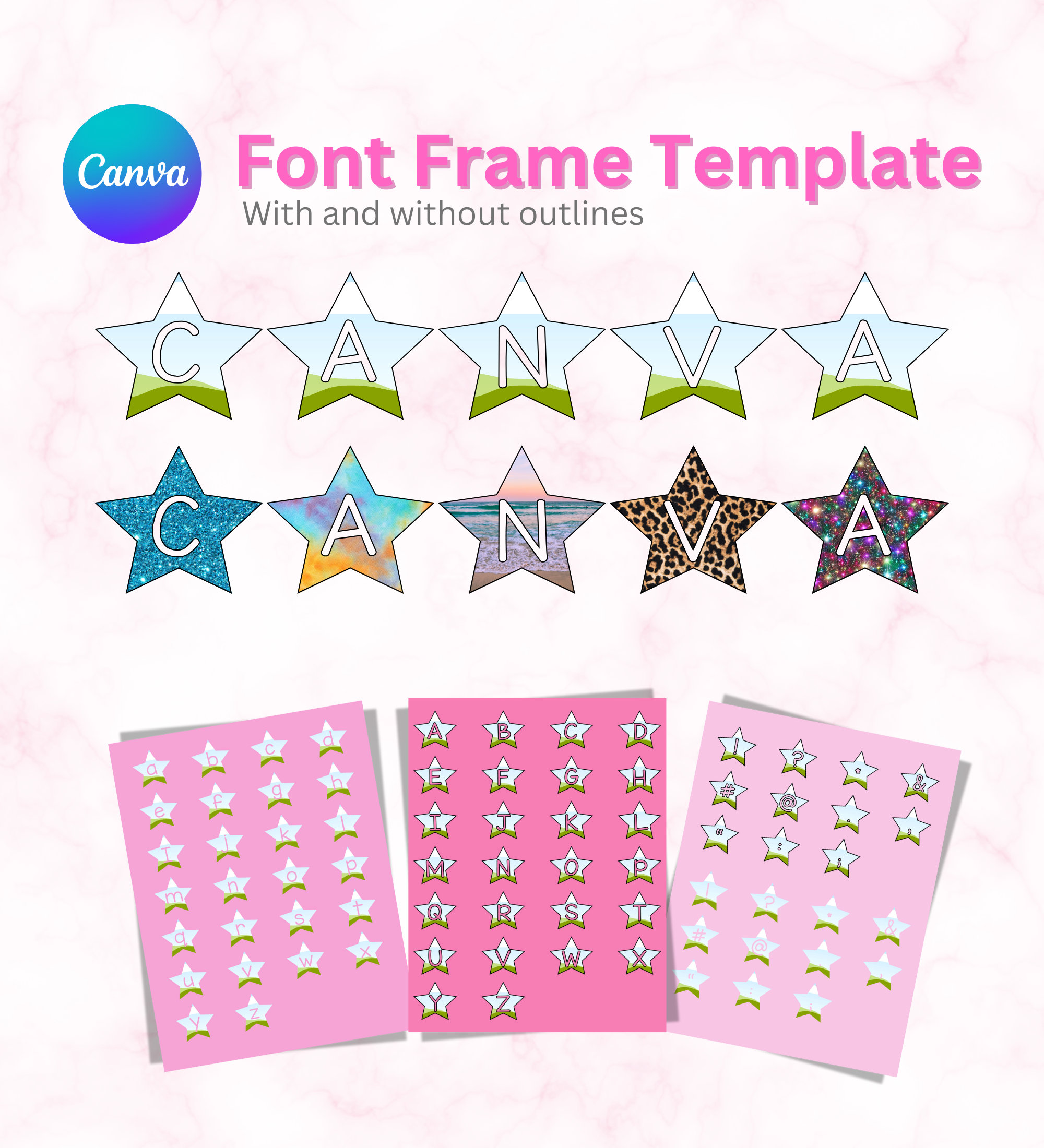 Canva Star Font Frame Template - Etsy